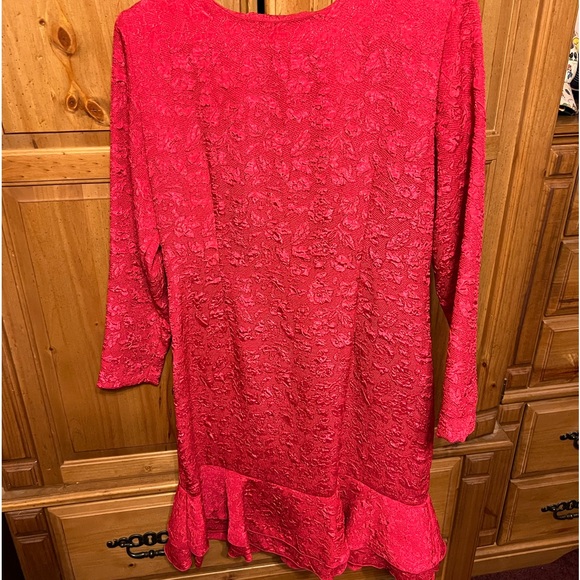 EJM | Dresses | Very Pretty Red Dress With Quilted Type Floral Design ...